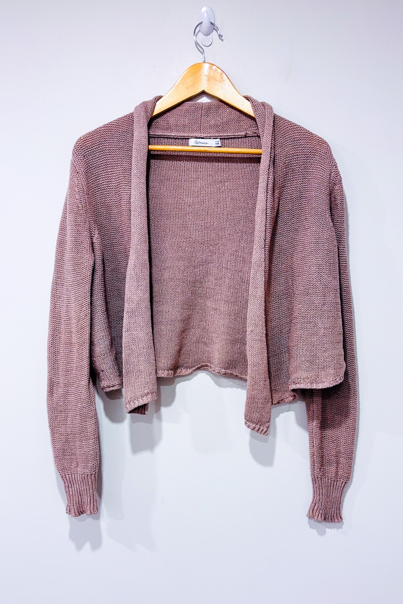 Cardigan ouvert en maille mauve scintillant (m) - Reitmans - Friperie ...